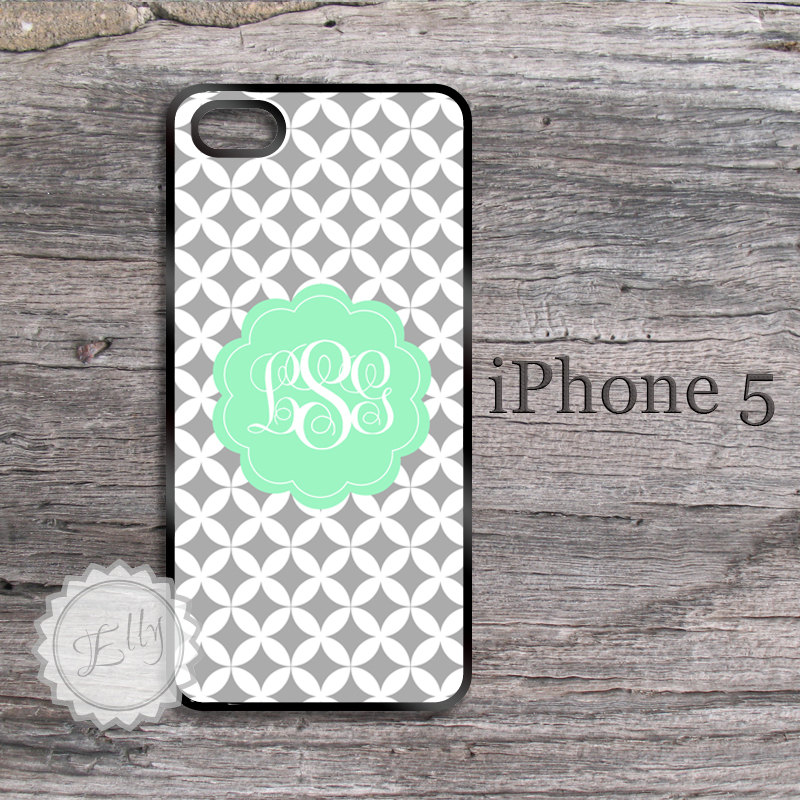 Iphone 5 Case Diamond Mint And Gray Monogrammed Hard Cover on Luulla